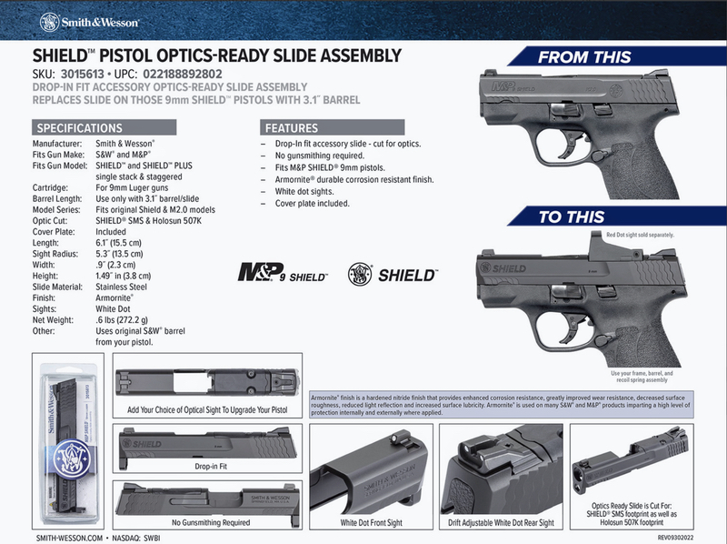 M&P Shield 9 CA - OEM Optic Ready Slide - Calguns.net